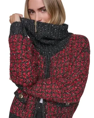 Sonia Rykiel Paris Tweed Zip Front Sweater Jacket