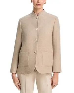 Eleventy Cashmere & Silk Mandarin Collar Jacket - Sand
