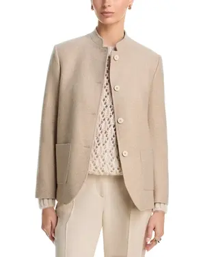 Eleventy Cashmere & Silk Mandarin Collar Jacket