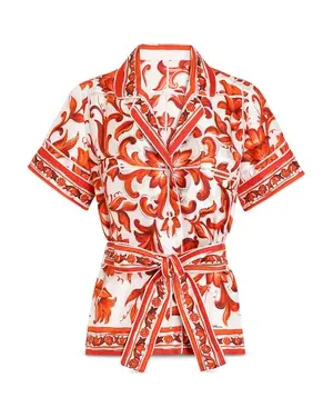 Dolce & Gabbana Majolica Print Vanity Silk Blouse