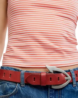 Free People We The Free Noa Leather Belt - Crimson