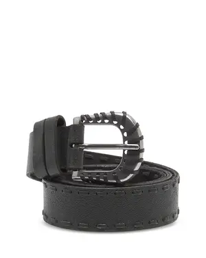 Free People Holt Stitched Leather Belt - Black