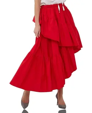 MARIELLE STOKKELAAR Stephanie Asymmetrical Skirt - Red