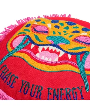 ZSA ZSA ZSU Ghuni Tasseled Embroidered Cotton Cushion, 15.75 X 15.75