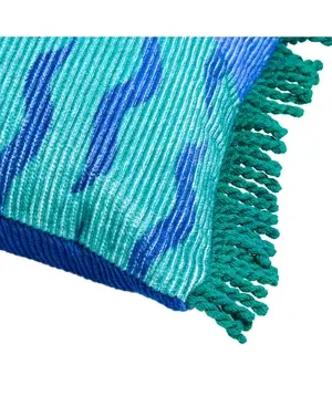 ZSA ZSA ZSU Ghuni Fringed Embroidered Cotton Cushion, 19.69 X 9.84