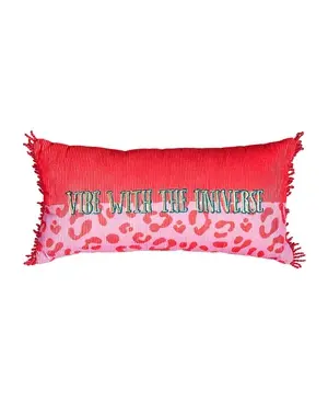 ZSA ZSA ZSU Ghuni Tasseled Embroidered Cotton Cushion, 19.69 X 9.84 - Pink