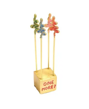 ZSA ZSA ZSU Tanda Steel Cocktail Sticks Set Of 4, 1.6 X 1.6 X 6.7 - Gold