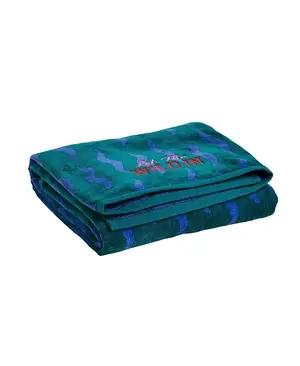ZSA ZSA ZSU Tabea Embroidered Velvet Cotton Bath Towel, 35 X 59 - Blue