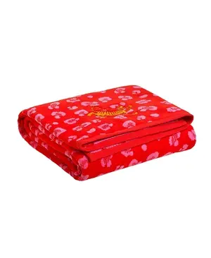 ZSA ZSA ZSU Tabea Embroidered Velvet Cotton Bath Towel, 35 X 59 - Red