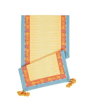 ZSA ZSA ZSU Nilufer Digital Printed Tassel Cotton Runner, 19x70 - Yellow