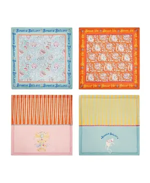 ZSA ZSA ZSU Nilufer Digital Printed Cotton Napkin Set, 17.7 X 17.7 - Orange