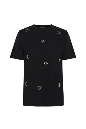 EXQUISE Ailith Embellished Crewneck T-shirt