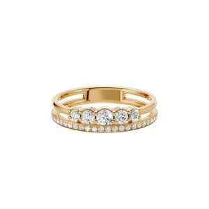 AYA FINE JEWELRY Vesper Round Cut Lab Created Diamond Cluster Double Band Ring - Yellow
