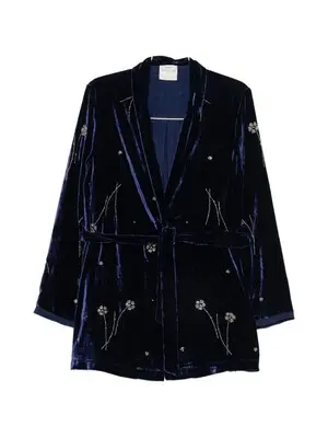 FORTE_FORTE Embroidered Velvet Kimono - Blue