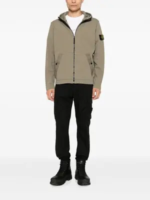Stone Island Cotton Zip Up Hoodie