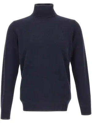 KANGRA Ribbed Turtleneck Knitted Sweater - Blue