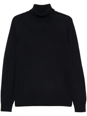 KANGRA Roll-neck Wool Sweater - Blue