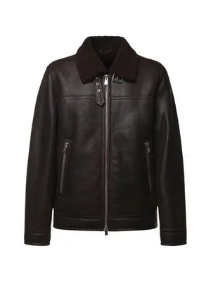 DONDUP Shearling-collar Leather Jacket