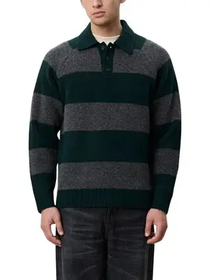 LES DEUX Striped Melange Knitted Polo