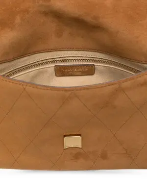 Tory Burch Charlie Suede Leather Shoulder Bag - Beige