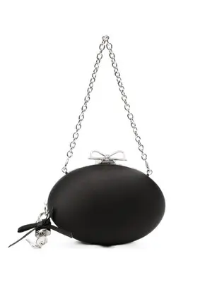 SELF-PORTRAIT Satin Clutch - Black