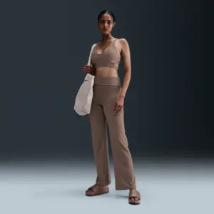 Nike Dri-fit High-waisted Fold-over Pants - Brown