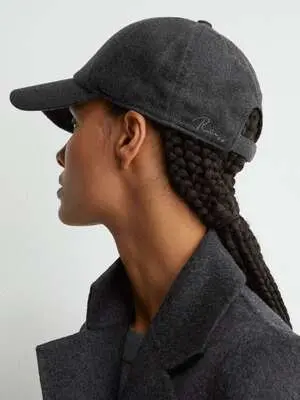 REISS Sienna Wool-silk Blend Baseball Cap - Charcoal