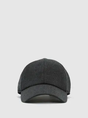 REISS Sienna Wool-silk Blend Baseball Cap - Charcoal