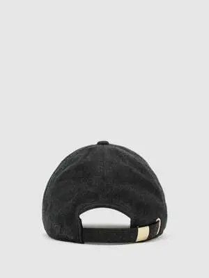 REISS Sienna Wool-silk Blend Baseball Cap - Charcoal
