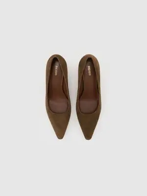 REISS Louisa Suede Block-heel Court Shoes