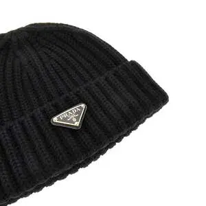 Prada Knitted Beanie With Triangle Logo