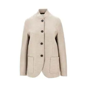 Harris Wharf London Pressed Wool Nehru Jacket - Beige