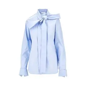 7 For All Mankind Cotton Poplin Shirt With Bow - Blue