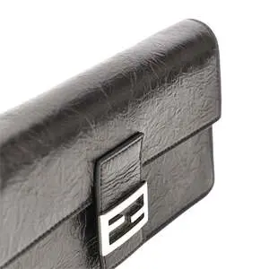 Fendi Craquelé-effect Leather Baguette Clutch With Double Strap