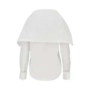 7 For All Mankind Maxi High Neck Cotton Poplin Shirt