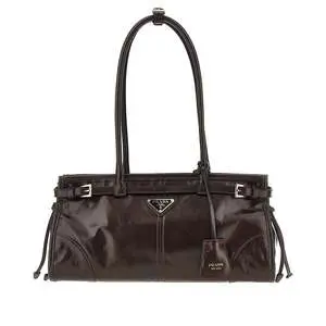 Prada Shiny Leather Medium Bonnie Bag - Brown
