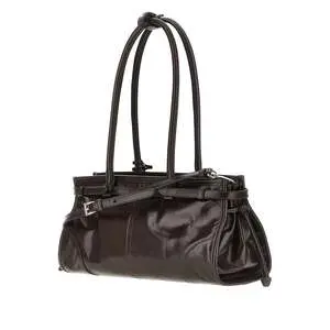Prada Shiny Leather Medium Bonnie Bag - Brown