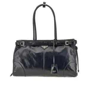 Prada Shiny Leather Large Bonnie Handbag