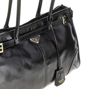 Prada Shiny Leather Large Bonnie Handbag