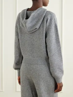 Victoria Beckham Lana Stretch-wool And Cashmere-blend Hoodie - Gray