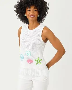 Lilly Pulitzer® Roe Crochet Sweater Shell Tank - White