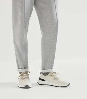 Brunello Cucinelli Cotton-blend Chiné-knit Sneakers