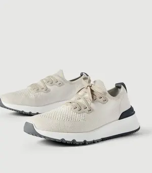 Brunello Cucinelli Cotton-blend Chiné-knit Sneakers