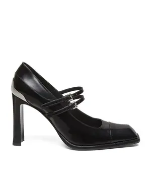 Alexander McQueen Leather Niko Mary Jane Pumps 95 - Black