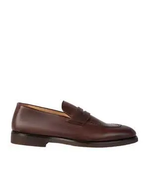 Brunello Cucinelli Calfskin Penny Slot Loafers - Brown