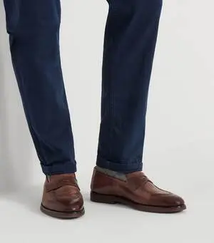 Brunello Cucinelli Calfskin Penny Slot Loafers