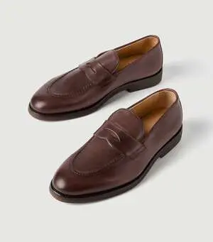 Brunello Cucinelli Calfskin Penny Slot Loafers