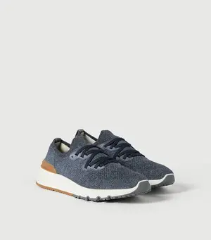 Brunello Cucinelli Cotton-blend Chiné-knit Sneakers