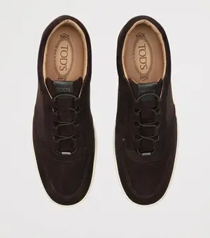 TOD'S Leather Elastic Cassetta Sneakers - Brown