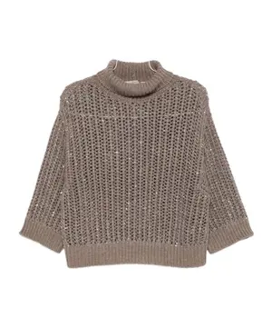 D.exterior Open-knit Crystal Turtleneck Sweater - No
